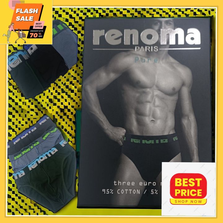 [3 PCS/BOX] RENOMA PARIS PURE MEN'S BRIEF UNDERWEAR | Lazada