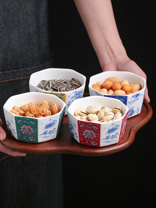 Elegant Enamel Ceramic Appetizer Plate with Wooden Tray Creative Cold ...