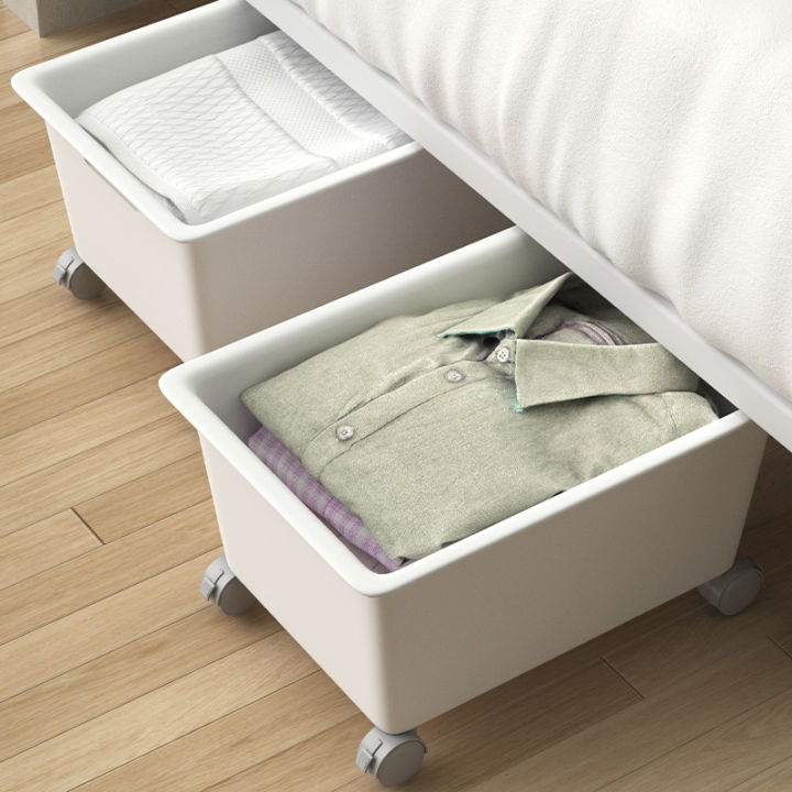 Movable Bed Bottom Storage Box with Pulley Household Clothes Storage ...
