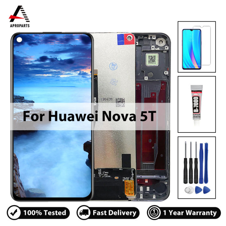 For Huawei Nova 5T LCD Display Touch Screen Digitizer Assembly With Frame Replacement For YAL ...