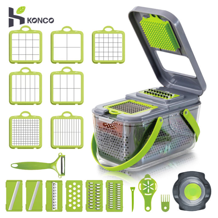 Konco Upgraded vegetale cutter Multi-functional chopper slicer with 13 ...