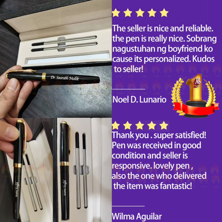 DIY Name LOGO Metal Pen Customize Gift Box Men Women Business Signature ...