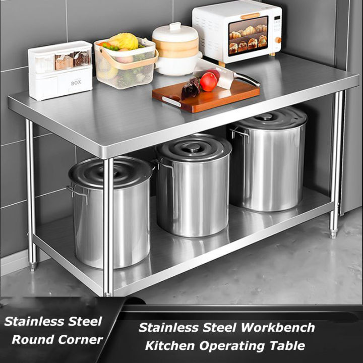 🔥Ready Stock🔥Stainless Steel Kitchen Workbench Round Corner 2/3 Layer ...