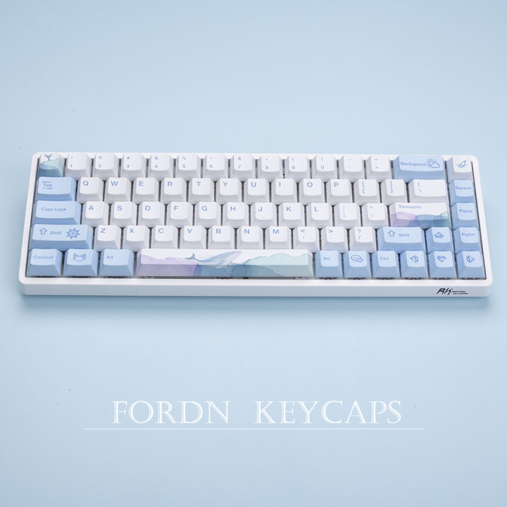 【Keycap Only】130 Keys Blue Sea Keycaps Whale Beach Shell Cherry Profile ...