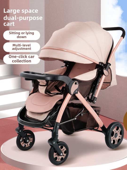 Portable Baby Stroller Reclining High View Dual Direction Shock ...