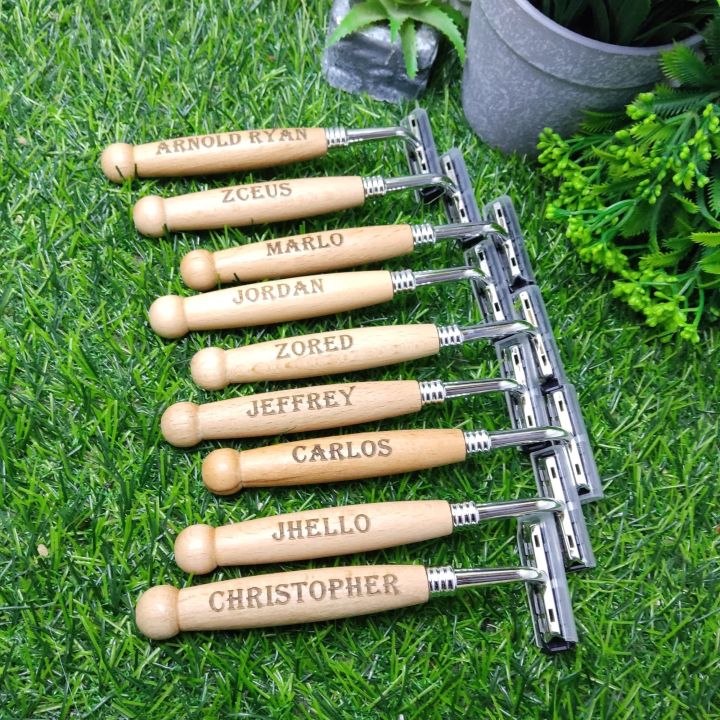 WOODEN HANDLE MANUAL RAZOR | LASER ENGRAVED | Lazada PH