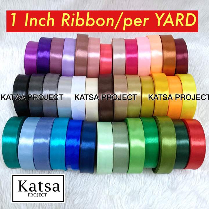 1 Inch double edge ribbon satin ribbons (Per YARD) high quality gift ...