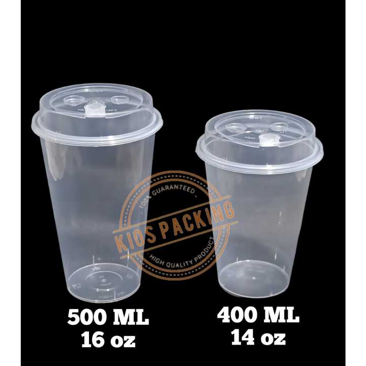 Cup PP Injection Isi 25pcs / 380ml 400ml 500ml / 12oz 14oz 16oz / 25PCS / Gelas Plastik Bobba ...