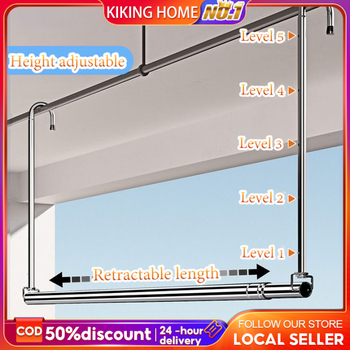 Retractable Clothes Drying Rack Balcony Stainless Steel Clothes Drying ...