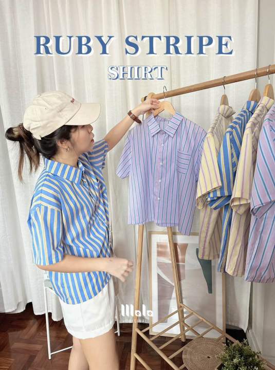 💙Ruby Stripe Shirt💜 | Lazada.co.th
