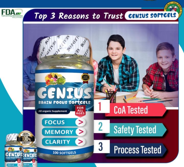 GENIUS BRAIN FOCUS SOFTGELS ORGANIC SUPPLEMENT | Lazada PH