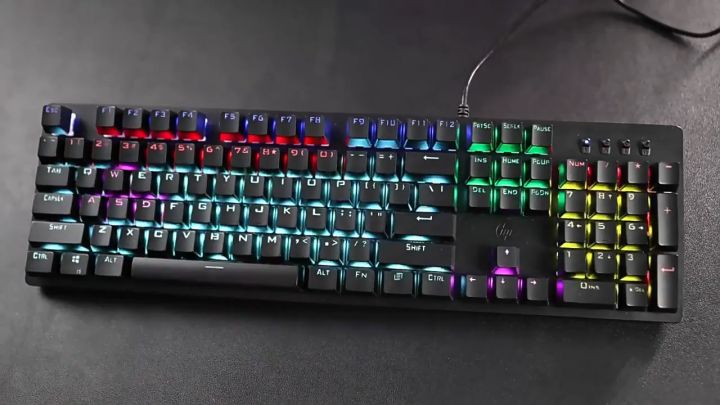 HP GK100F Mechanical Gaming keyboard Hybrid backlit 104 keys 60 million ...