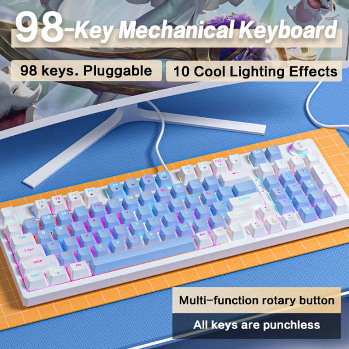 KA981 Wired Mechanical Keyboard 98-Key,LED Backlit Wired Keyboard Wired ...