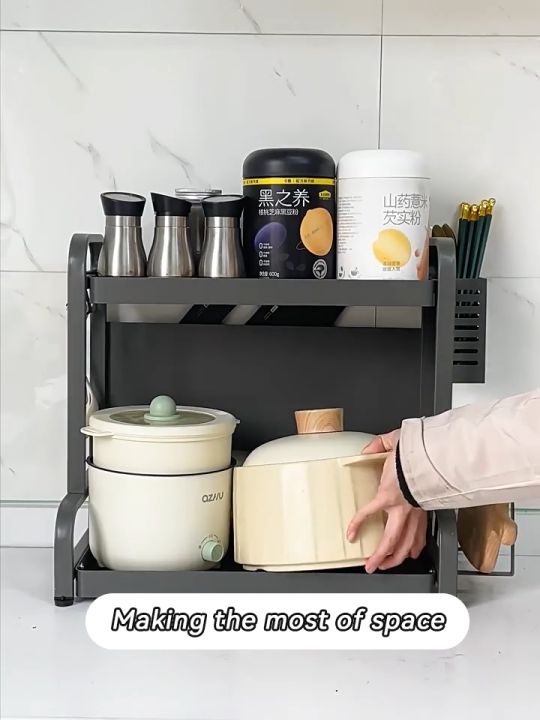 Kitchen Rack Multifunctional Stainless Steel Seasoning Rack Microwave ...