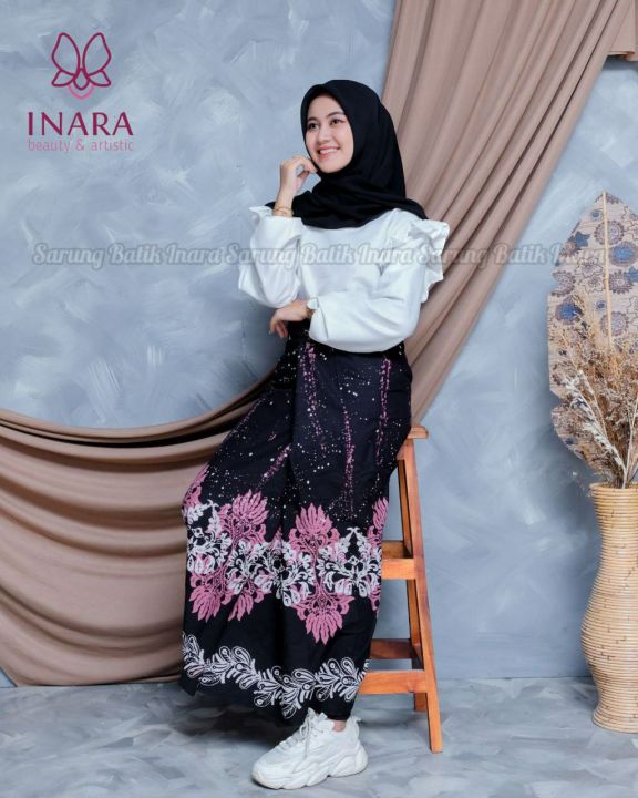 Sarung Batik Inara Pekalongan proses Cap pink kain katun Sarung Batik ...