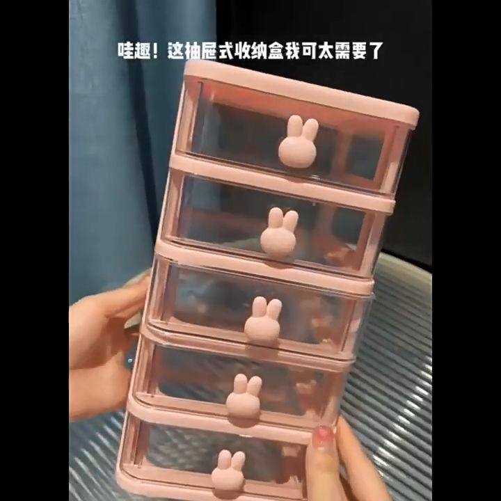 Storage Box Cute Shelf Desk Drawer Cartoon Rabbit Cosmetics Stationery ...