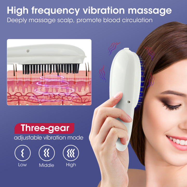 Hailicare Điện Không Dây Lược Massage Đèn Xanh Đỏ Liệu Pháp Photon Lược