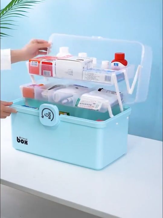 Medicine box Large First Aid Kit Storage Box Transparent Plastic ...