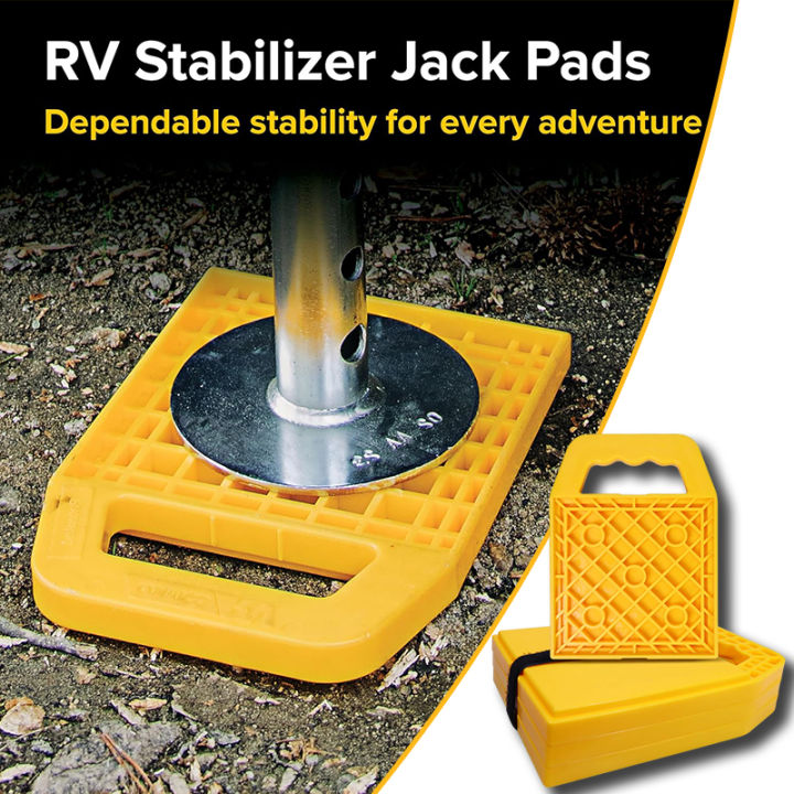 4 Pack Camper RV Leveling Stabilizer Jack Pads with Handle Support ...