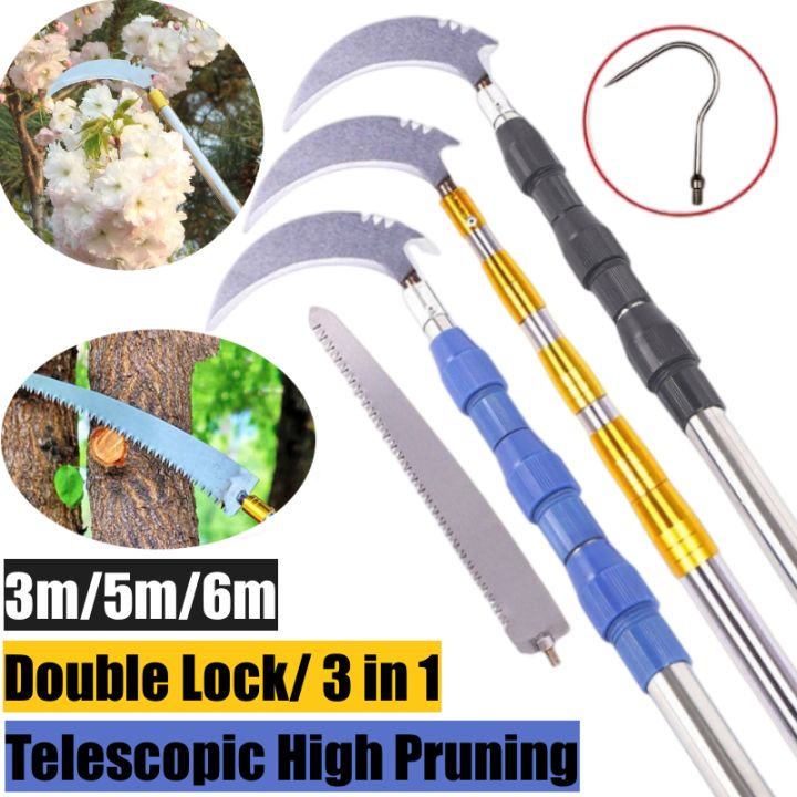 6M High Tree Branch Pruning Shears Saw Telescopic Cutter Fruit Picker ...