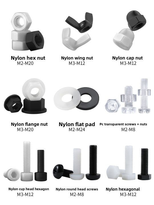 BAIRUITE | Round Head Transparent Plastic Screws & Nuts M2 M3 M4 M5 M8 ...