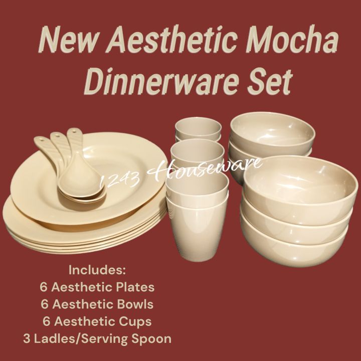 New 21 in 1 Aesthetic Mocha Dinnerware Set | Lazada PH