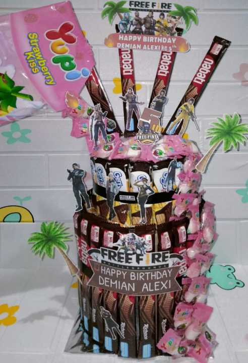 Bucket snack (Tart snack tower) / kue ulang tahun snack bisa tarik uang ...
