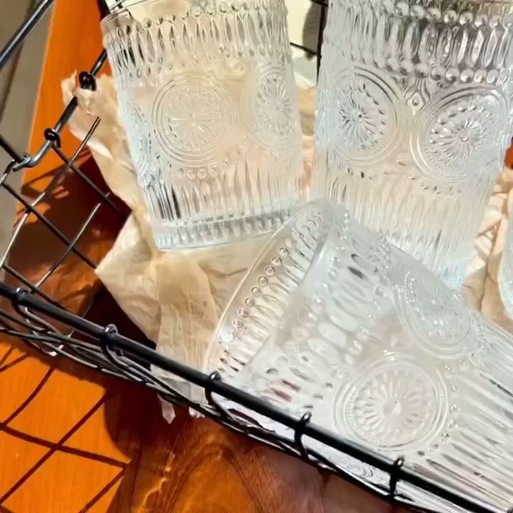 Vintage Ins Style Glass Cup Korean Transparent Coffee Glass Cup ...