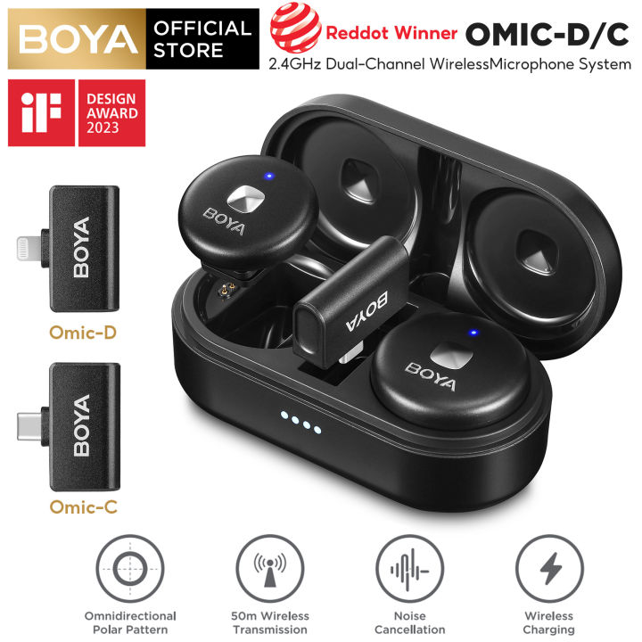 BOYA Omic-U/Omic-D Wireless Lavalier Microphone With Charging Case/Pro ...