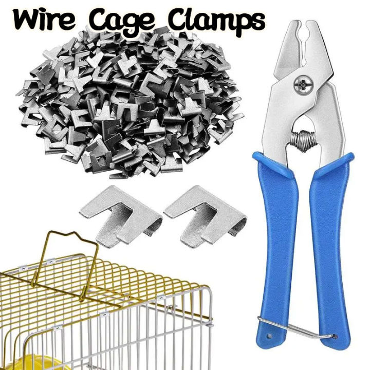 Wire Cage Clamps Animal Cage Hog Ring Pliers Tool and 300pcs M Clips ...