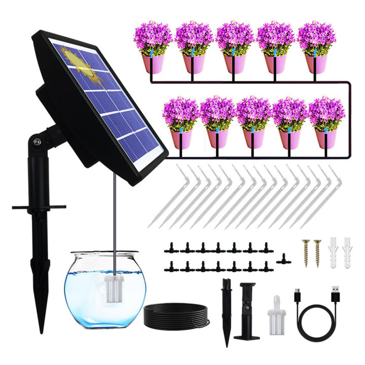Solar Automatic Drip Irrigation Kit Anti-siphon Solar Powered ...