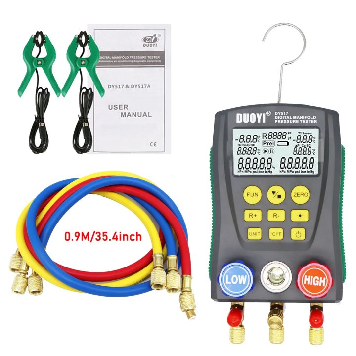 Digital Pressure Gauge AC Pressure Temperature Tester Kit, Pressure ...