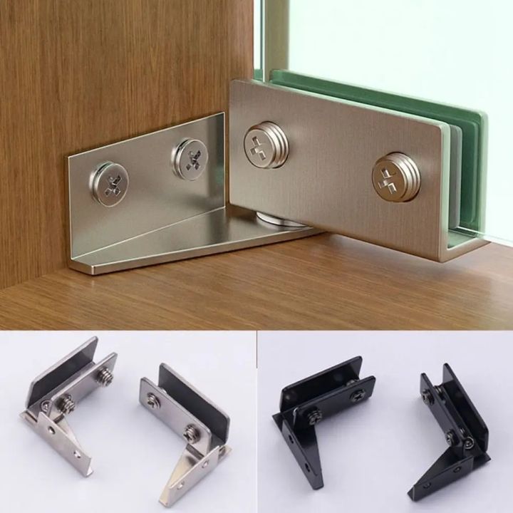 2Pcs Non-perforated Glass Door Hinge Wine Display Cabinet Hinge Smooth ...