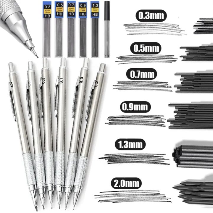 Mechanical Pencil Set Full Metal Art Drawing Painting Automatic Leads ...
