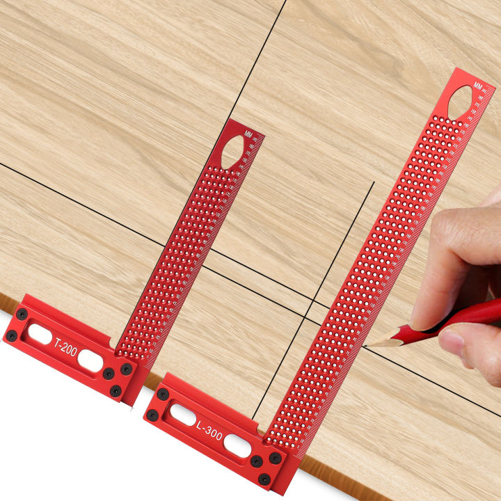 200/300MM Precision Woodworking Scriber Square Marking T Ruler Aluminum ...