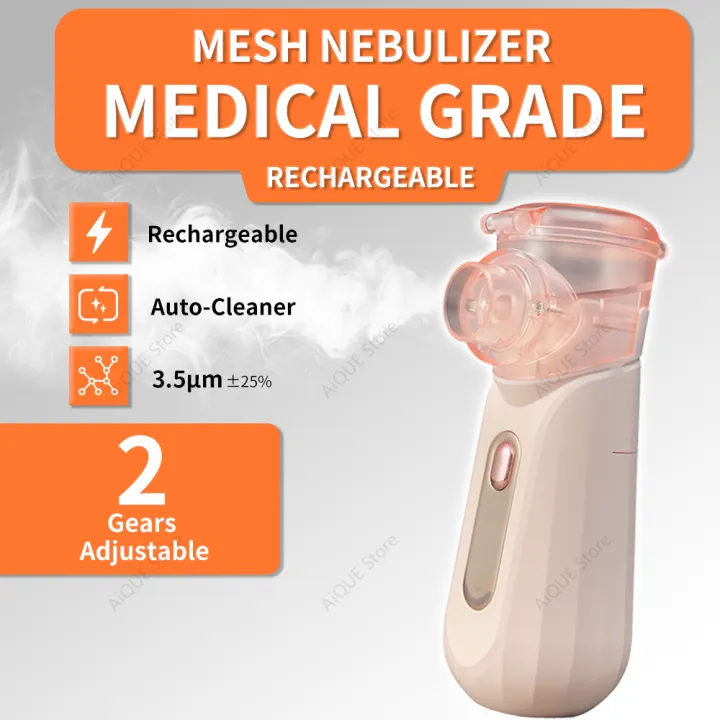 AIQUE Rechagreable 3.7μm Portable Mesh Nebulizer Medical Handheld Silent Nebulizador Inhaler ...
