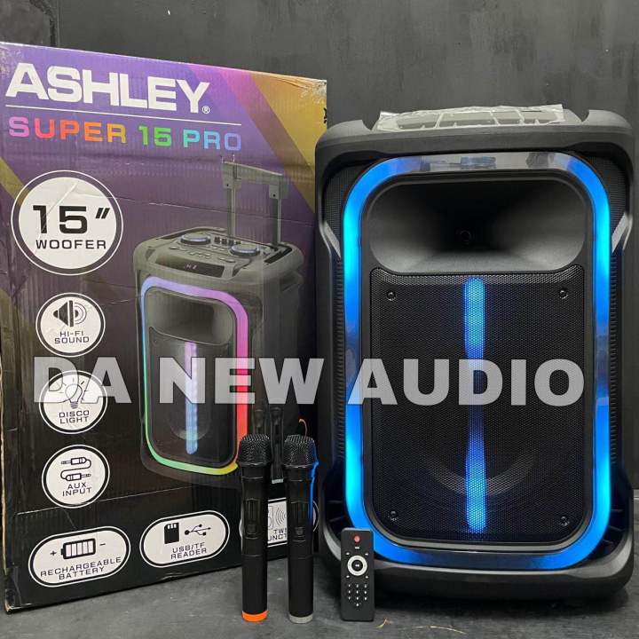Speaker portable Ashley Super 15 Pro original 2 channel bluetooth super ...