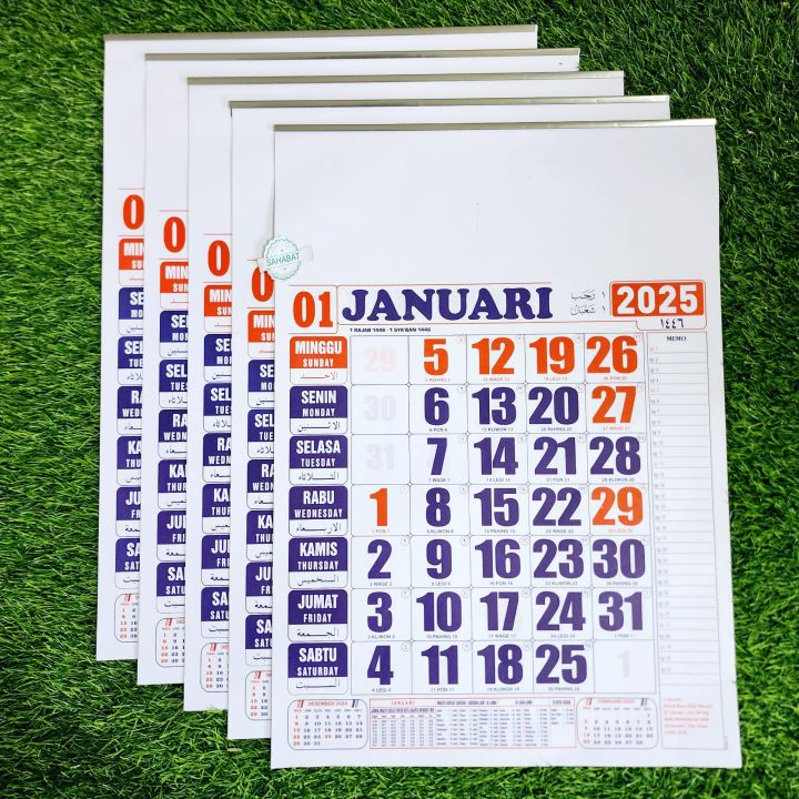 KALENDER KERJA ANGKA STANDAR TAHUN 2025 UKURAN ( 38×54CM ) KALENDER ...