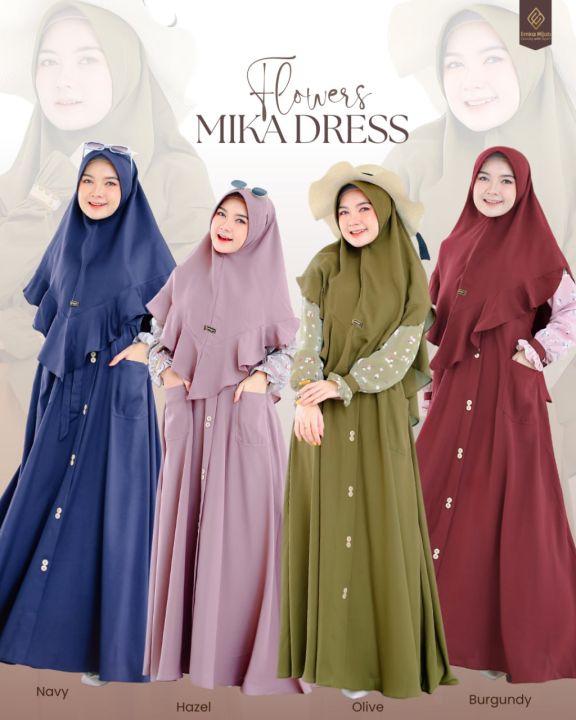 READY Gamis Mika Batch 2 & Mika Flowers By Emka Hijab - Material Queen ...