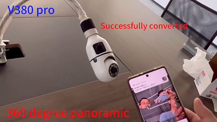 V380 PRO Q19 Plus Dual lens HD 4MP PTZ alarm CCTV Camera Light bulb Indoor and outdoor ...