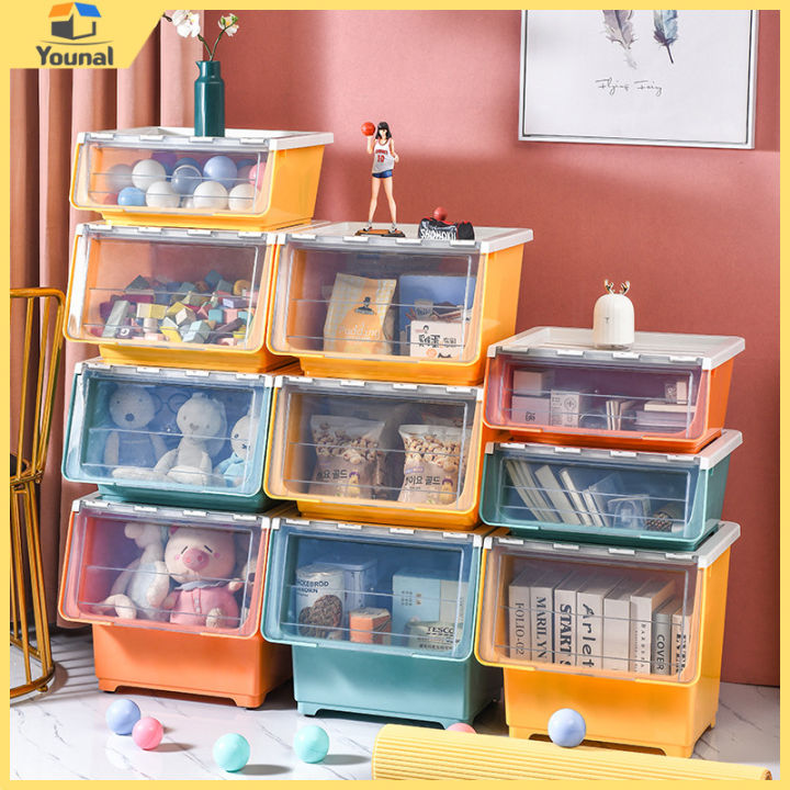 Younal Flip Top Storage Box Plastic Multipurpose Storage Container Box ...