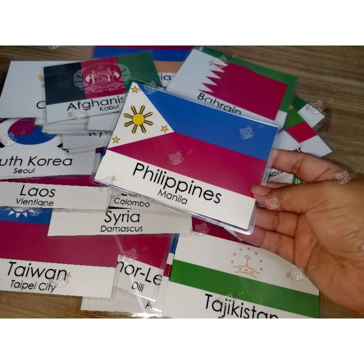 Flags of Asian Countries Flashcards for Kids | Laminated | Lazada PH