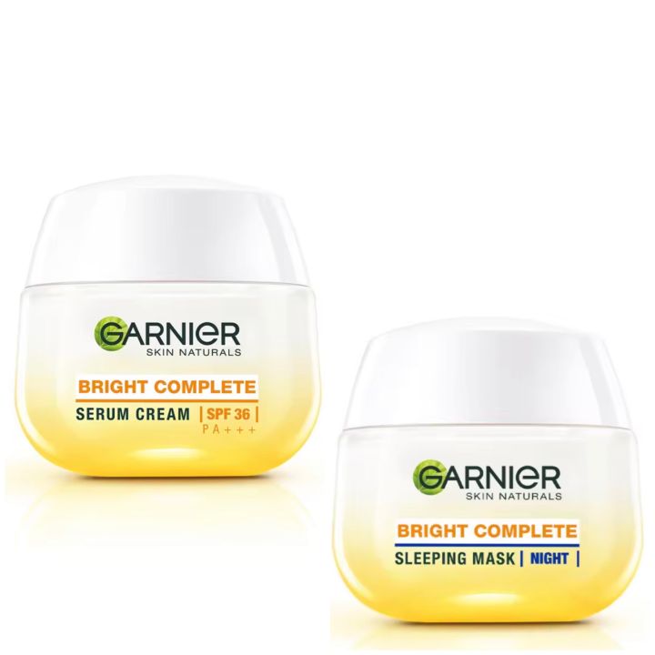 Garnier Bright Complete Serum Day Cream SPF36 / Night Sleeping Mask ...