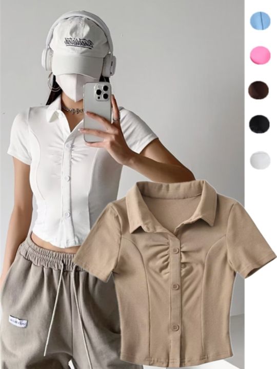 Street Style Pure Color T-Shirt Short Sleeve Regular Fit Slim Fashion ...