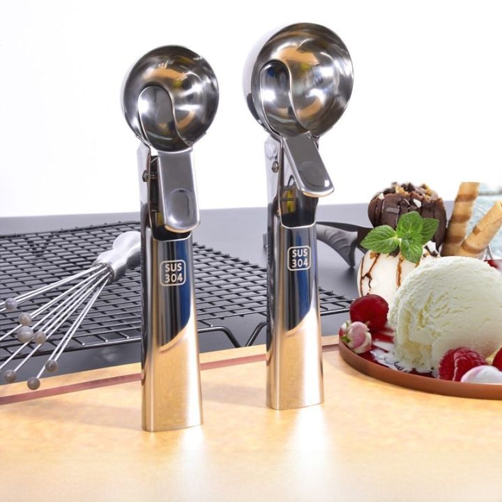 Creative Stainless Steel Ice Cream Spoon Ball Serving Spoon Ice Cream ...