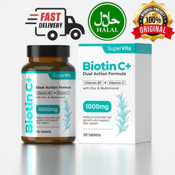 【Ready Stock】SuperVita Biotin C+ Dual Action Formula 1000mg 30 Tablets ...