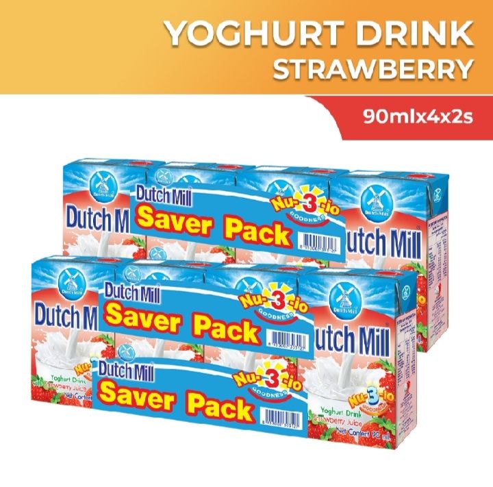 Dutch Mill Yoghurt Drink Strawberry Juice Saverspack 90ml x 4 - Pack of 2 | Lazada PH