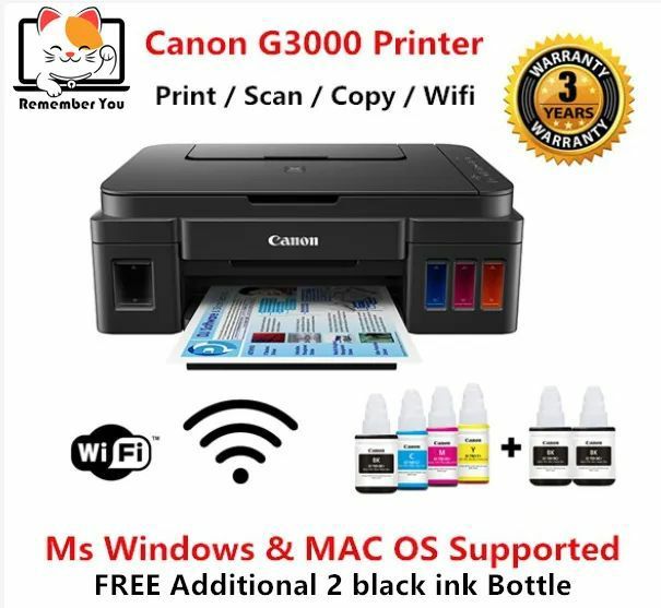 Canon PIXMA G3000 Refillable Ink Tank Printer Wifi Using GI 790 Ink ...