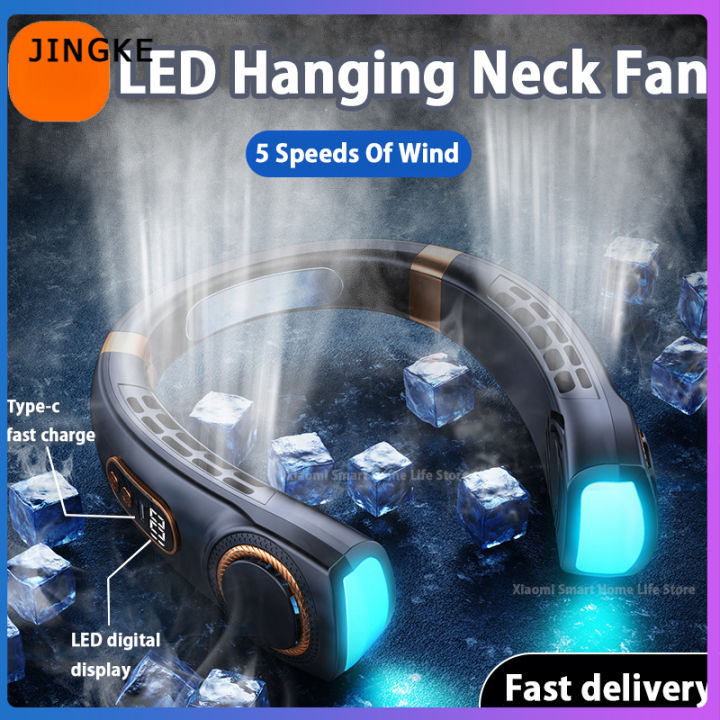 Portable Neck Fan 3000/6000MAH USB Rechargeable Digital Display ...