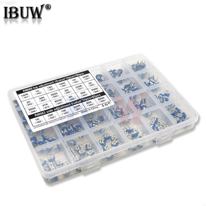 240Pcs/Box 24Values RM065 100R - 2M RM063 Carbon Film Horizontal ...